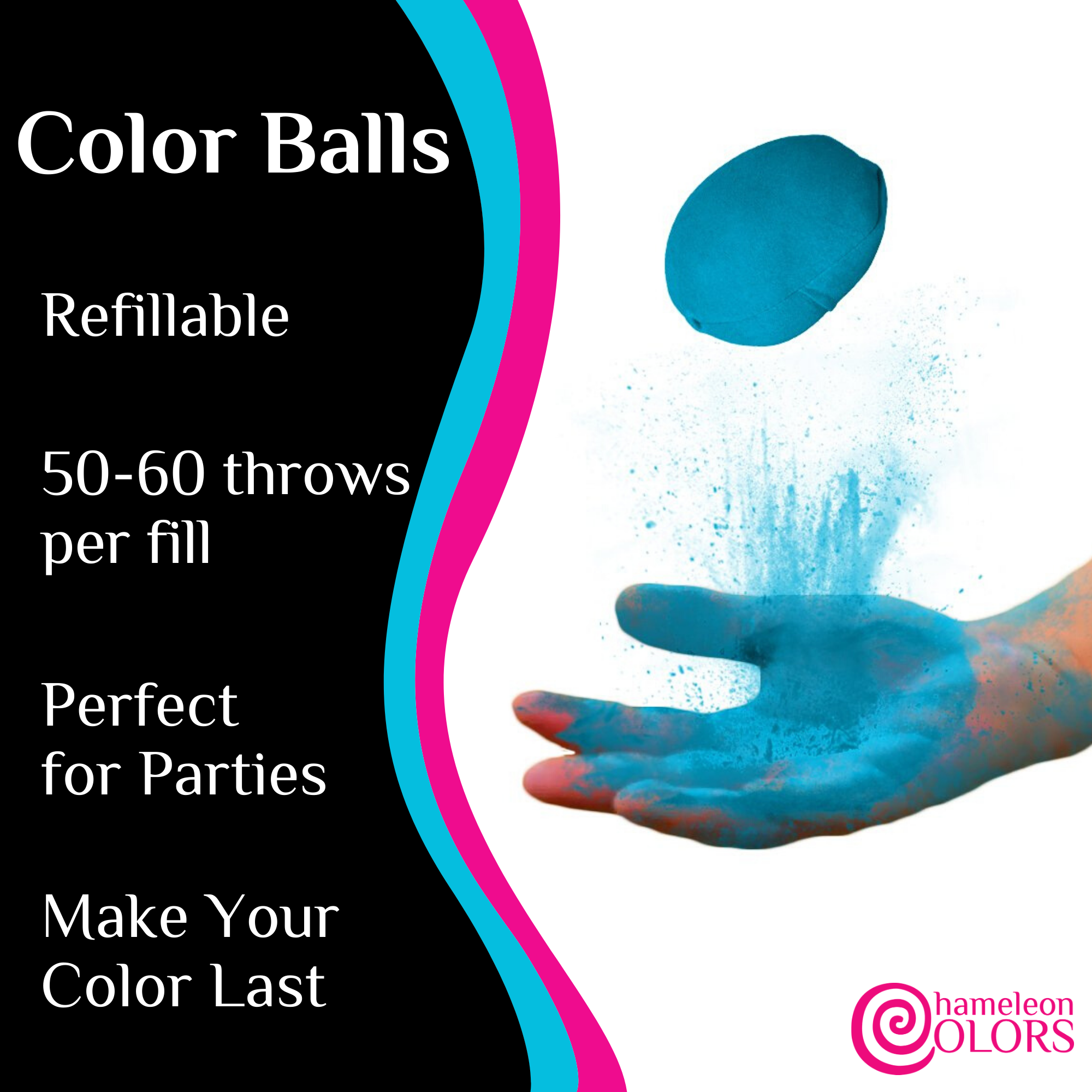 Bulk Color Powder Balls – 100 Pack, 10 Colors | Chameleon